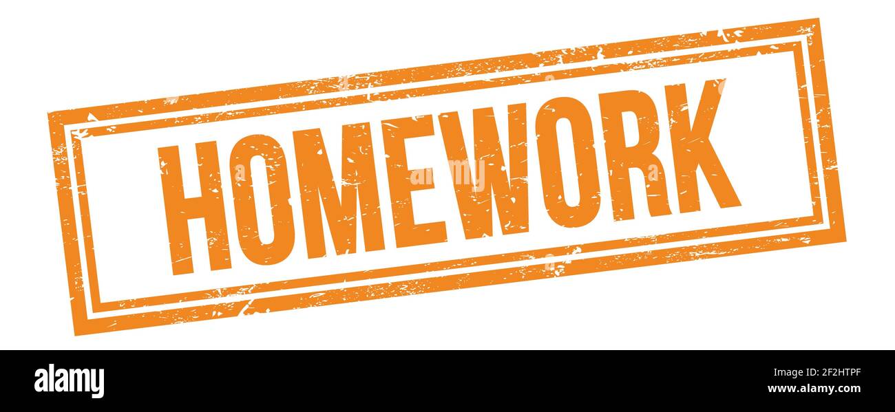 HOMEWORK text on orange grungy vintage rectangle stamp Stock Photo - Alamy