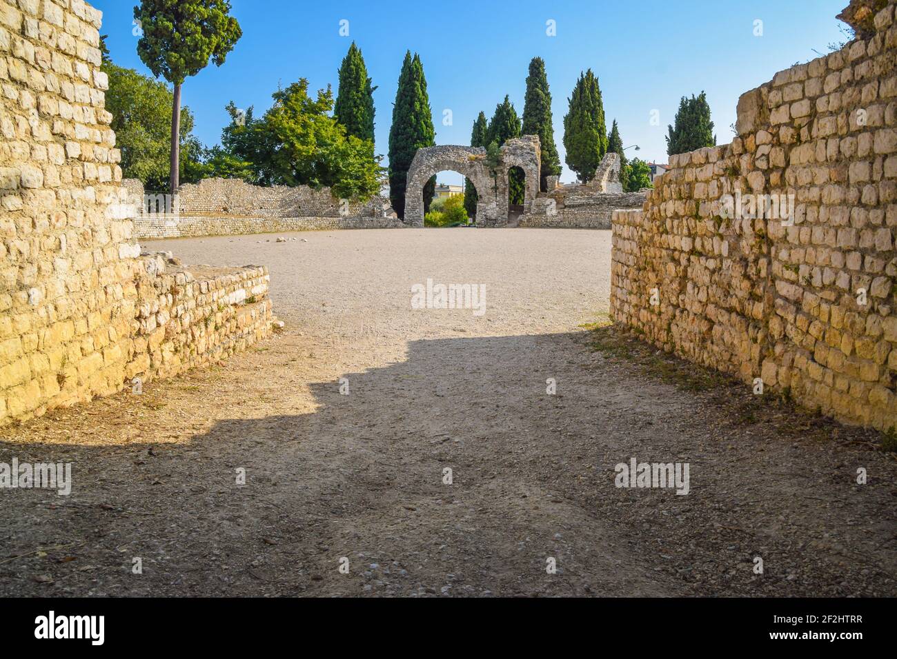 Cimiez Arenas, ancient Roman amphitheatre ruins in Nice, South of ...