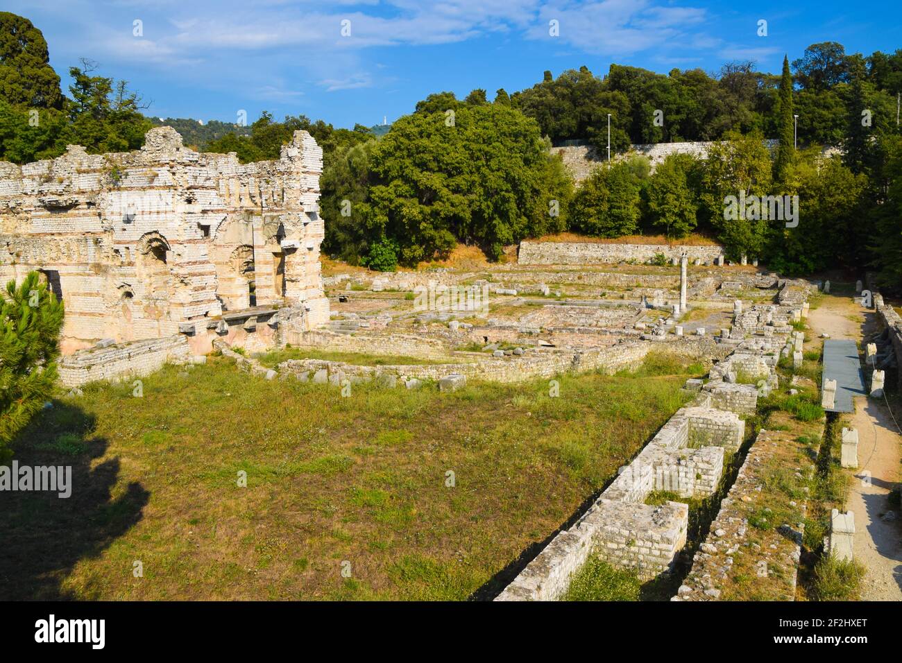 Ancient Roman baths ruins in Cimiez, Nice, South of France, 2019 ...