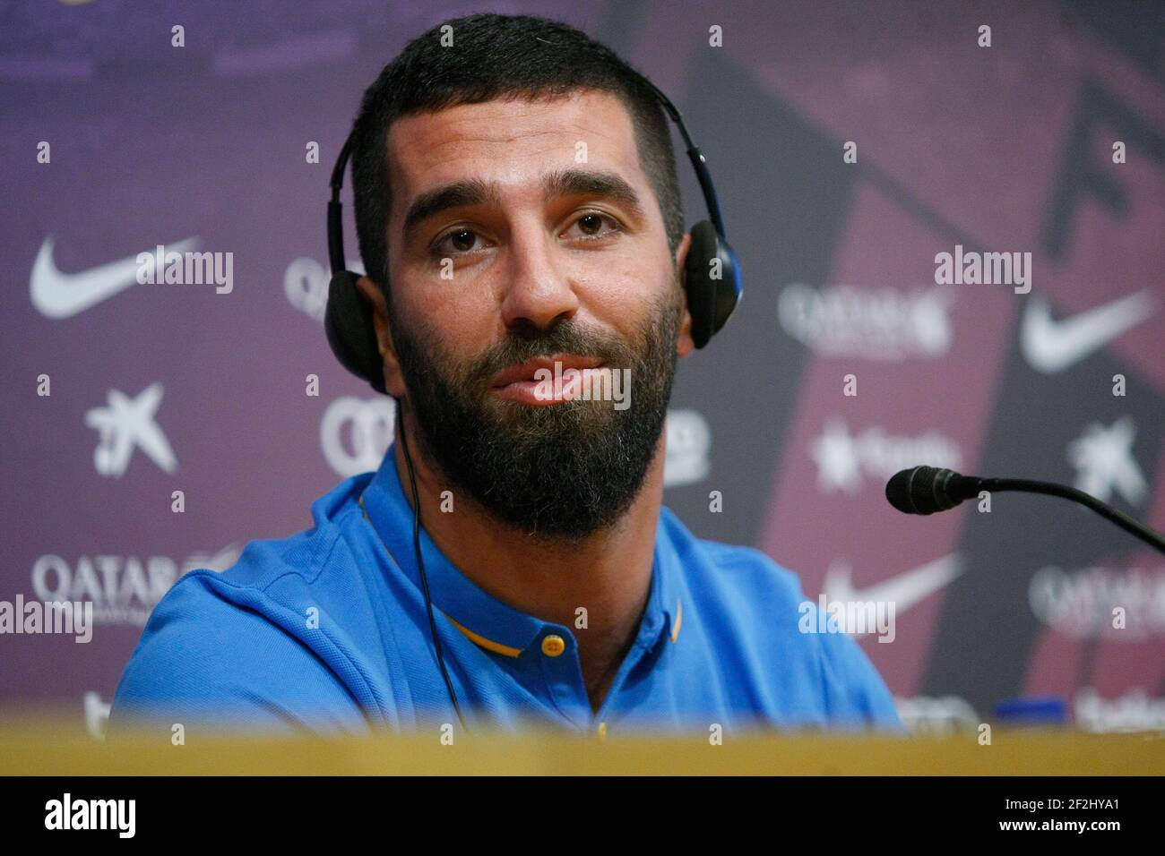 Barcelona's new player Turkish Arda Turan during his official ...