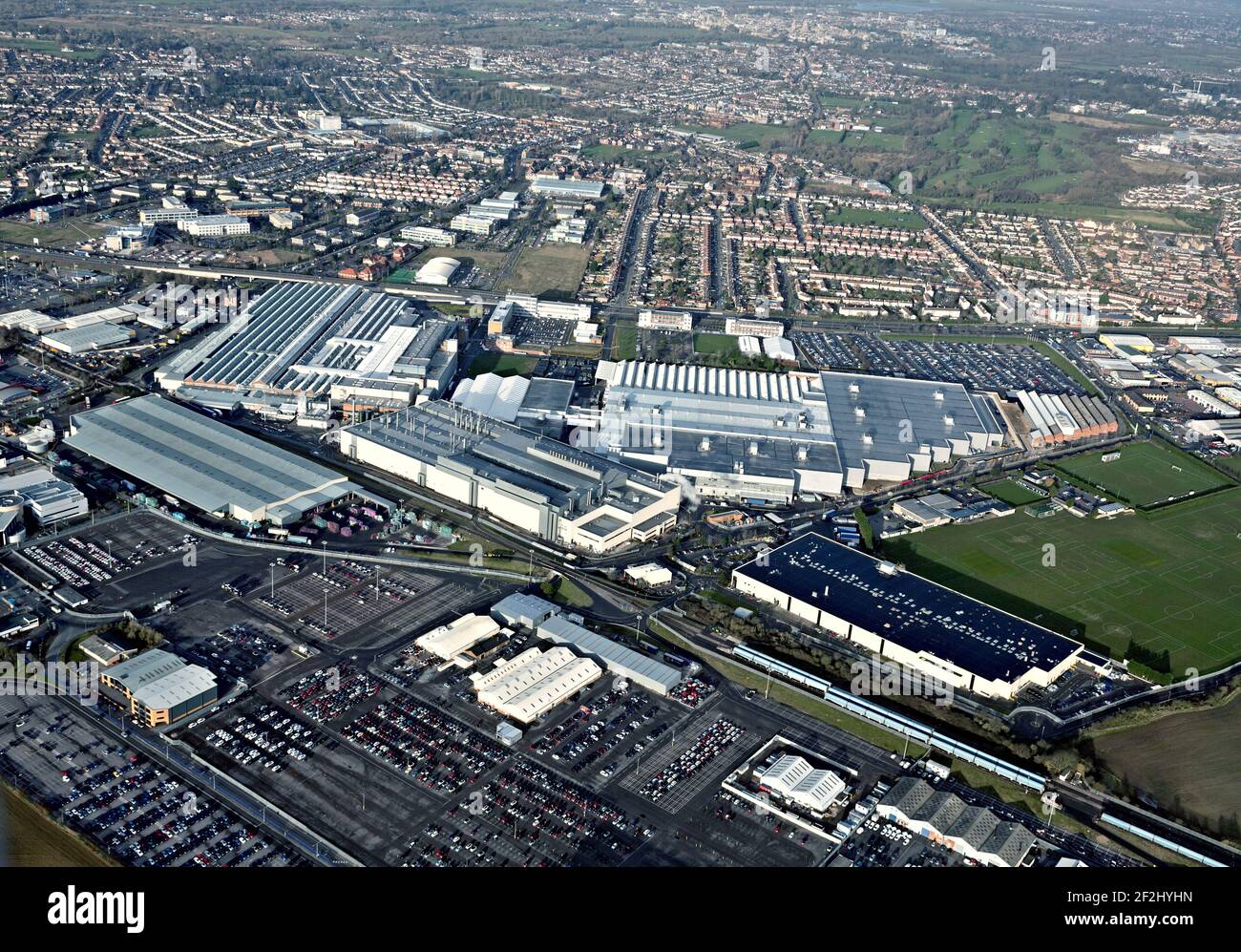 The BMW Mini plant in Oxford uk shot from the air. The Dreaming Spires ...