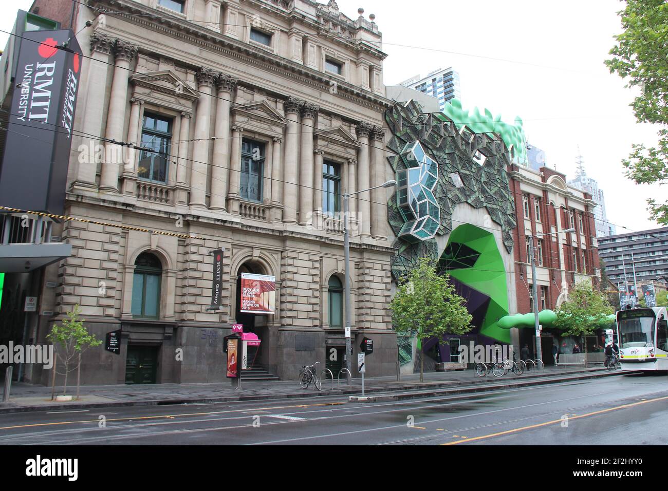 street and ancient and modern buildings in melbourne in australia Stock ...