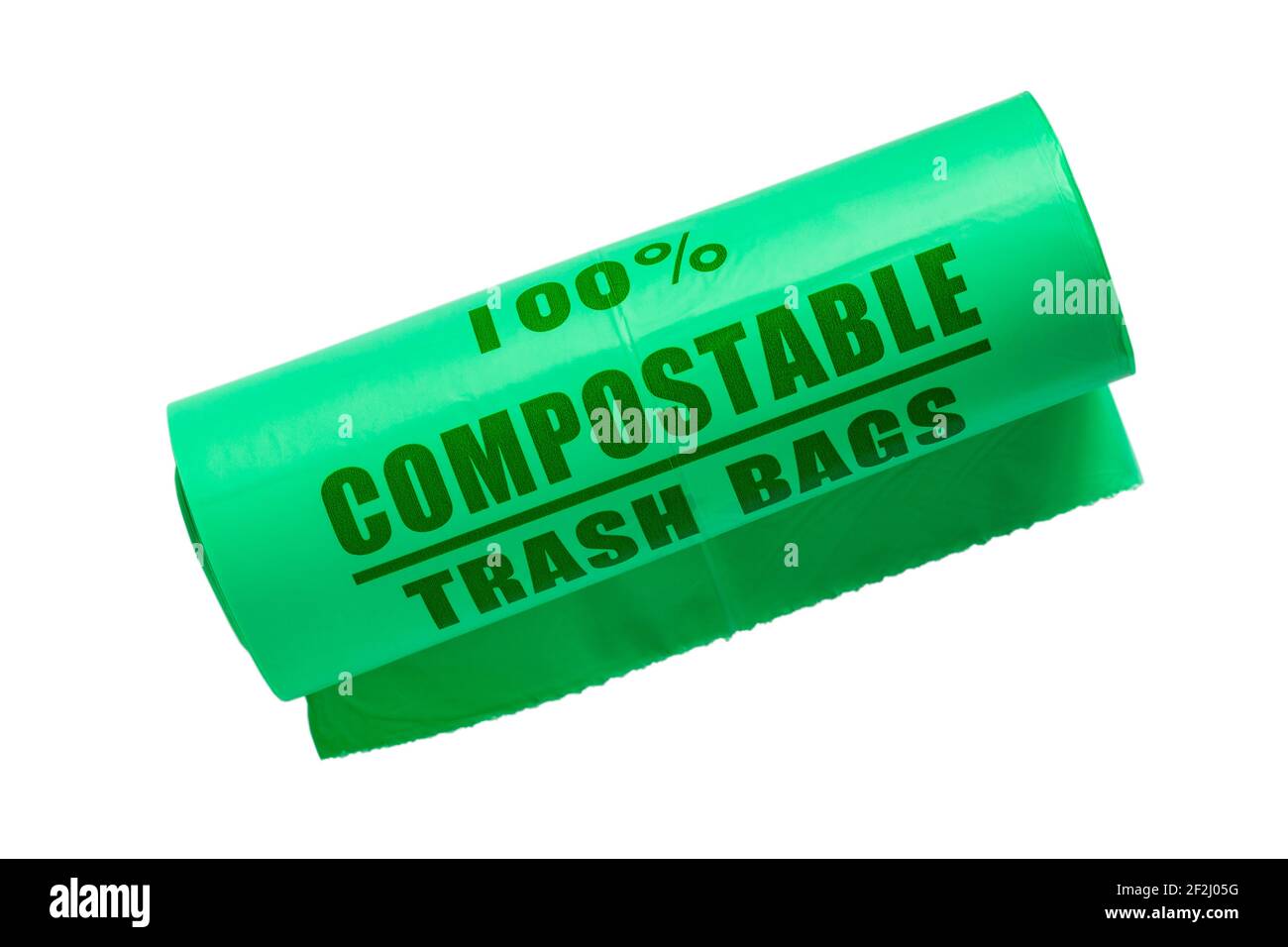 roll of 100% compostable trash bags isolated on white background - 100% ...