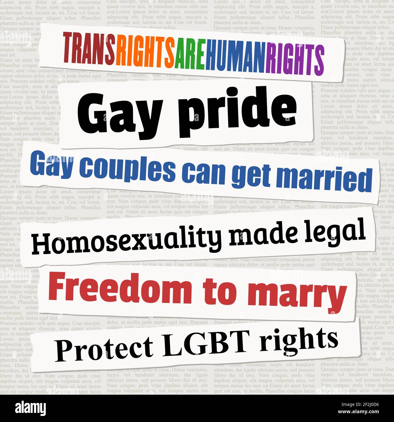 LGBT rights and equality. Newspaper headlines. Media titles. LGBT ...