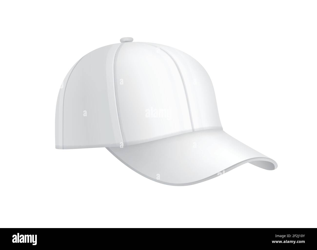 Vector realistic white baseball cap side view isolated on background ...