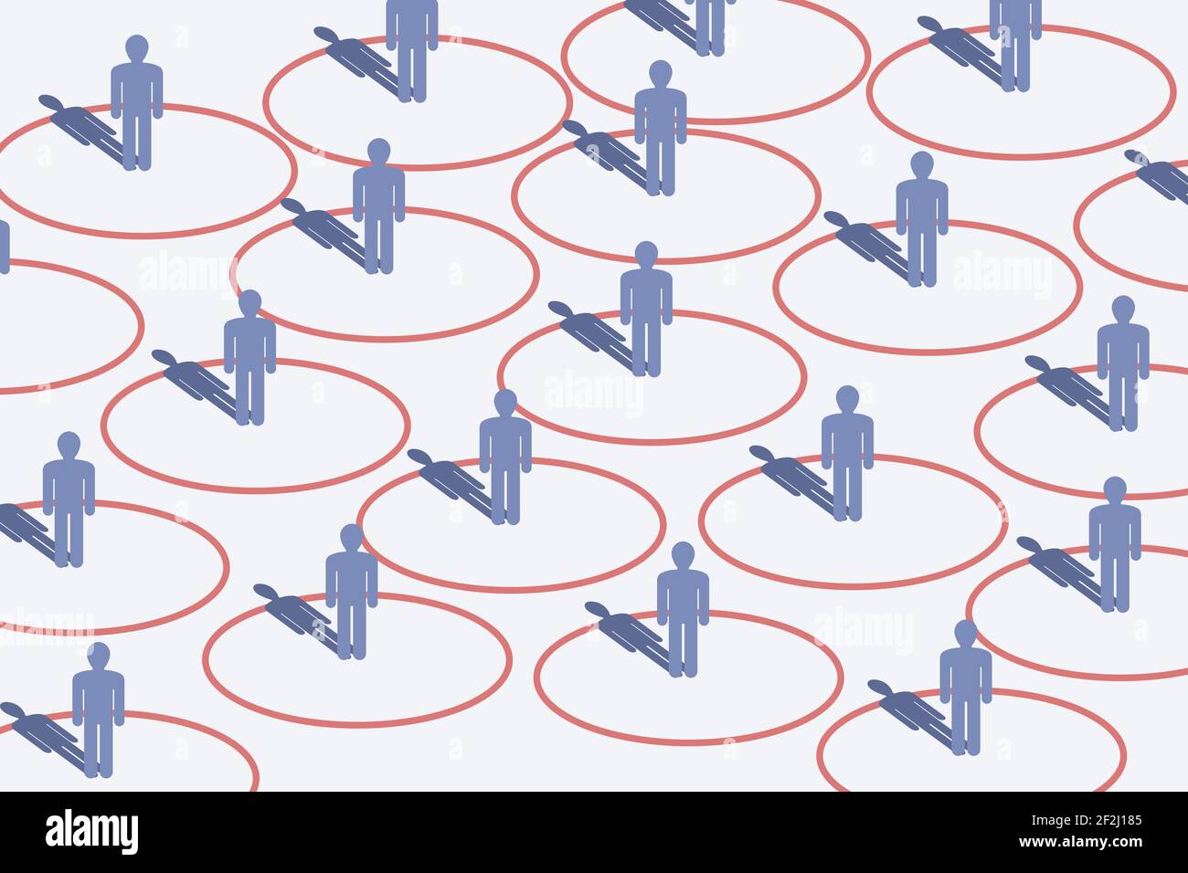 Social distancing concept. Human silhouettes keeping distance from one ...