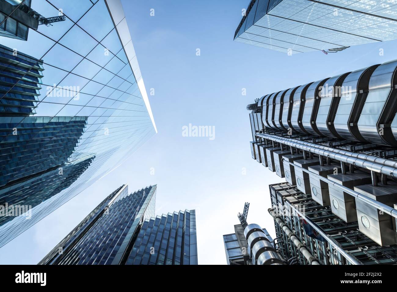tall buildings of city of London view from below Stock Photo - Alamy