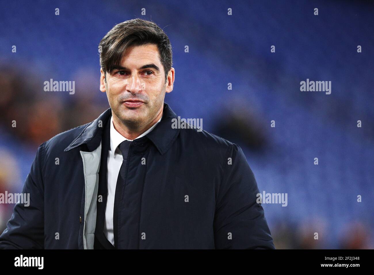 Head coach of Roma Paulo Fonseca reacts before the Italian championship ...
