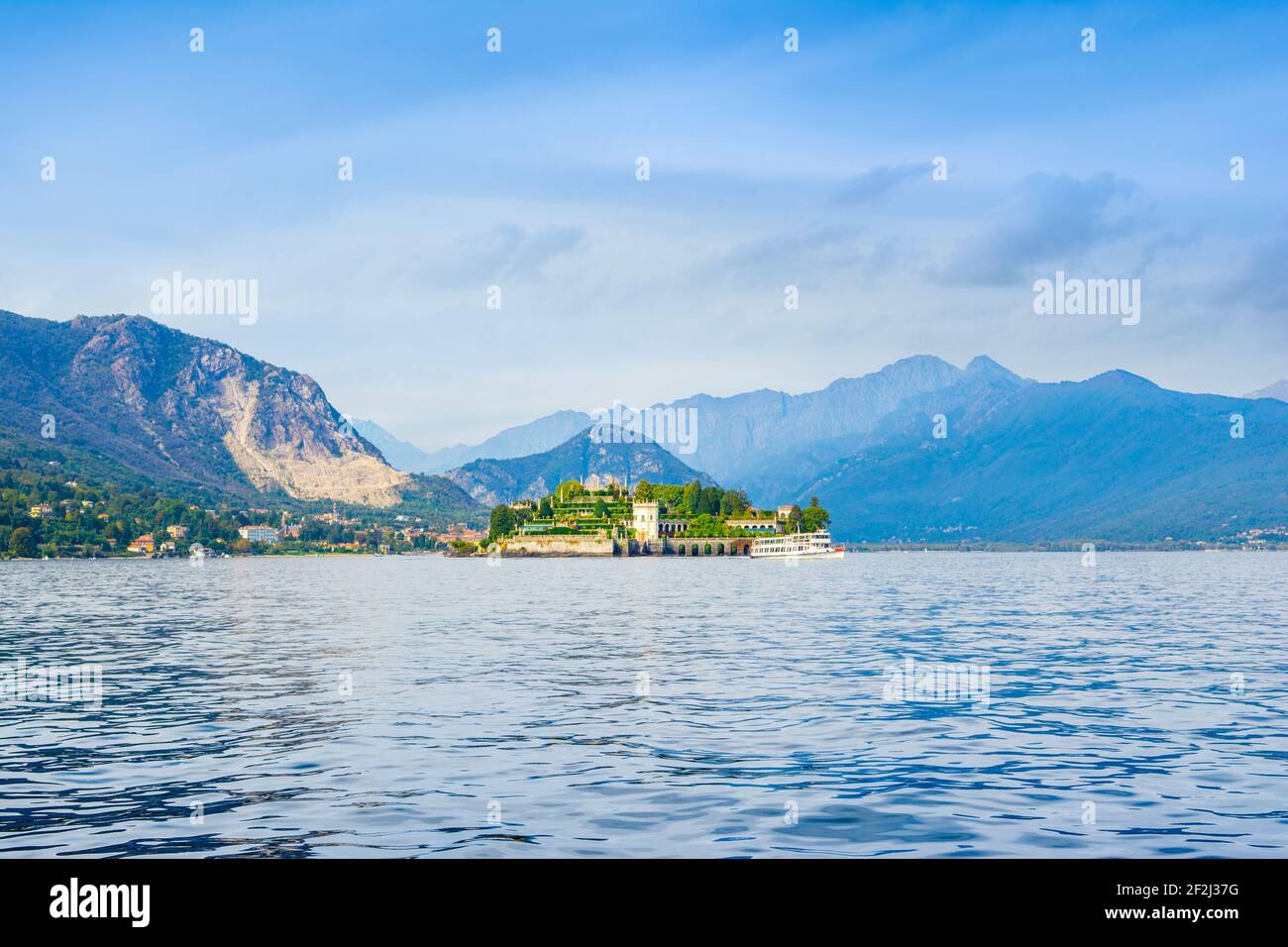Excursion cruise boat on Lake Maggiore on a tour between Borromean ...