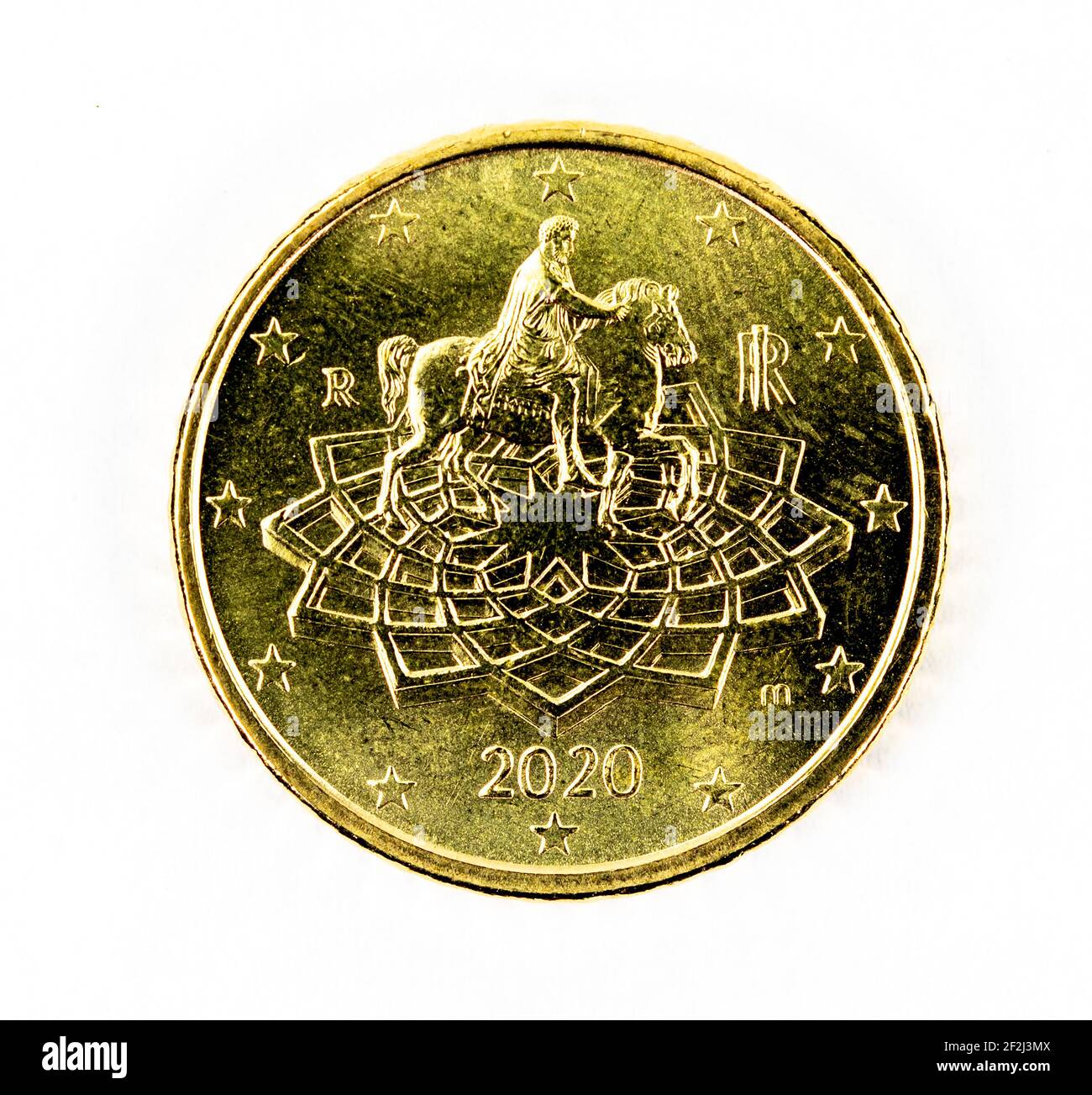 50 euro cents coin back side on white background Stock Photo - Alamy