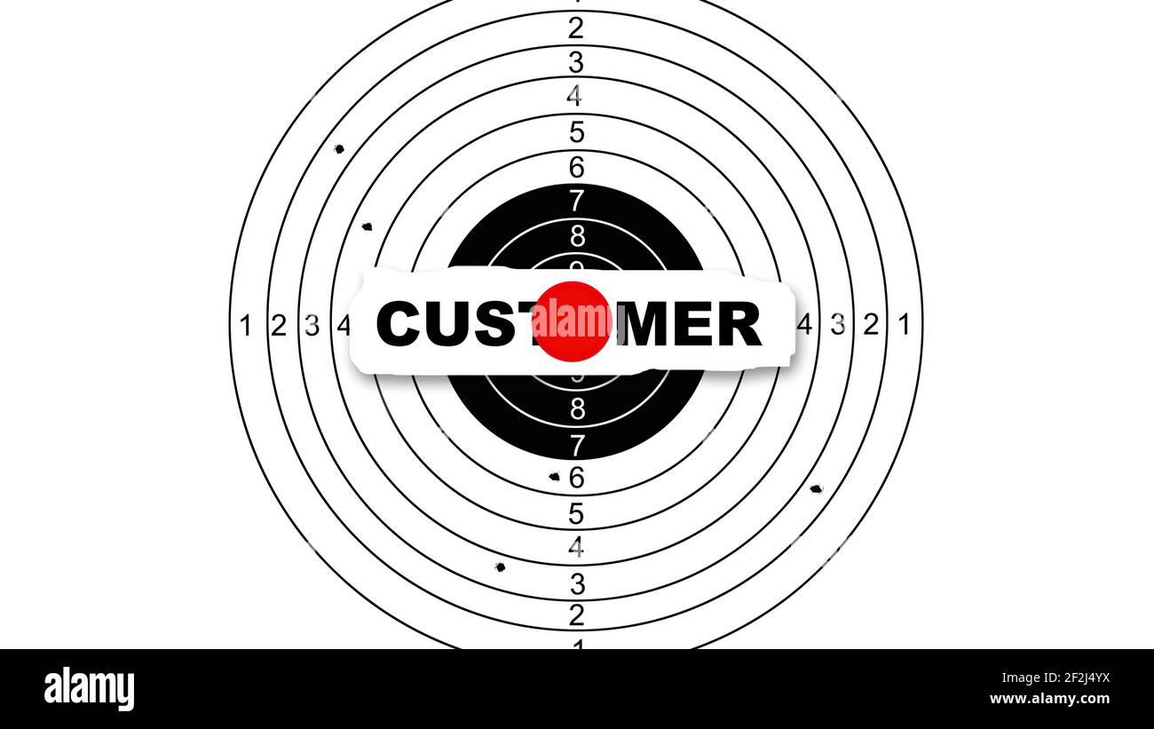 3D illustration - Shooting target with word customer Stock Photo - Alamy