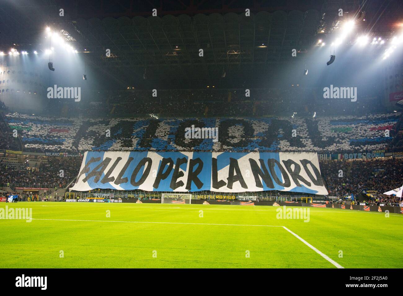 Inter fans make a tifo during the Italian championship Serie A football ...