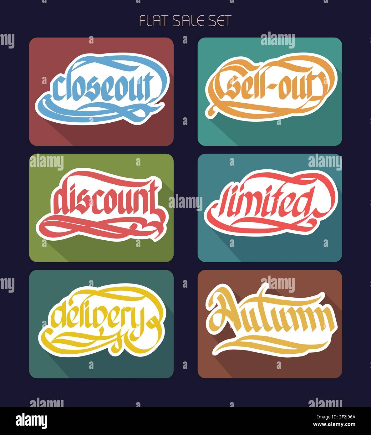 Typographical sale inscriptions collection with handwritten paper ...