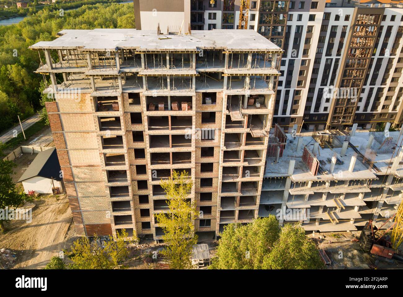 High multi storey residential apartment buildings under construction ...