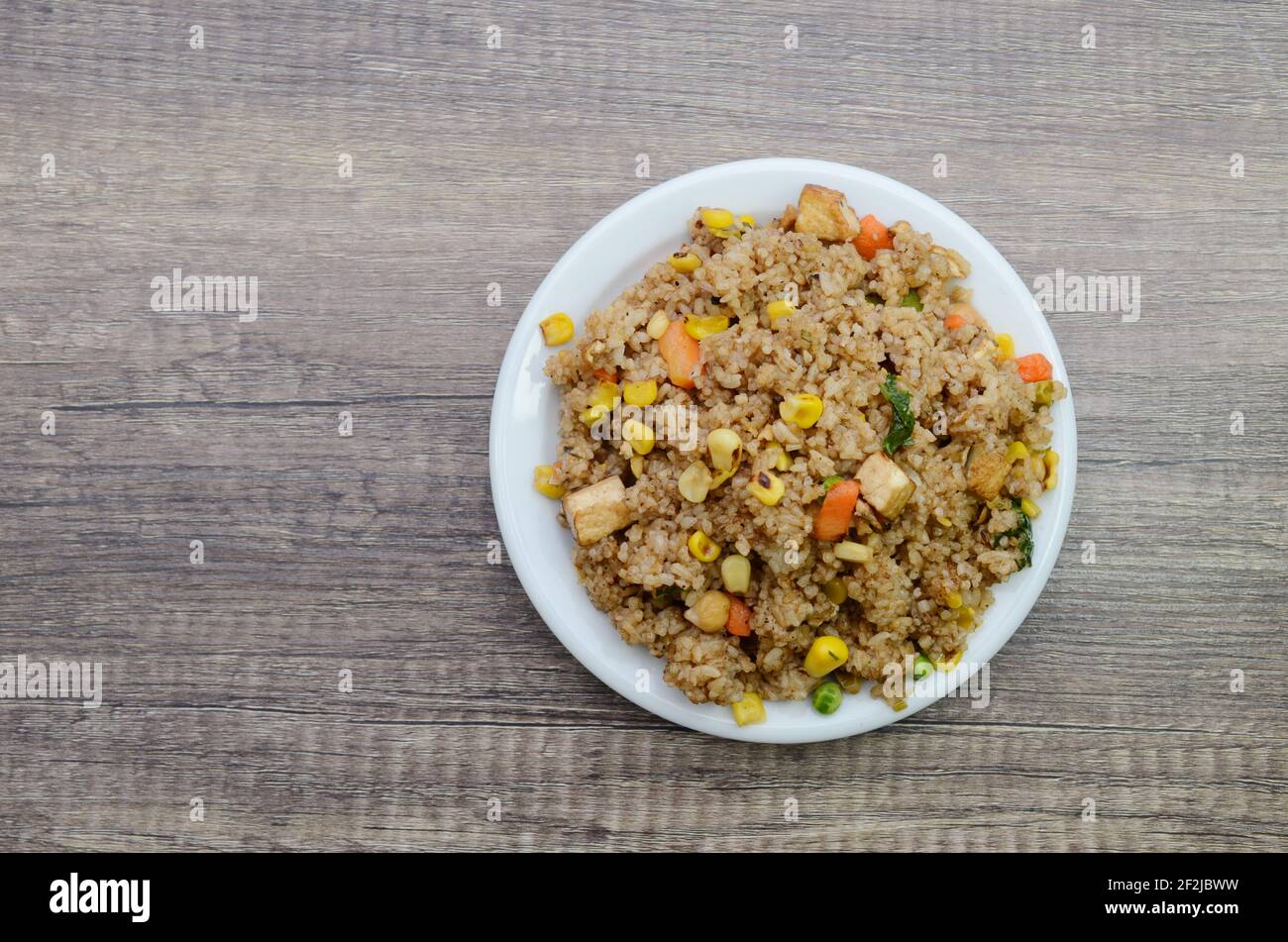 Fried rice plate top view Stock Photo - Alamy