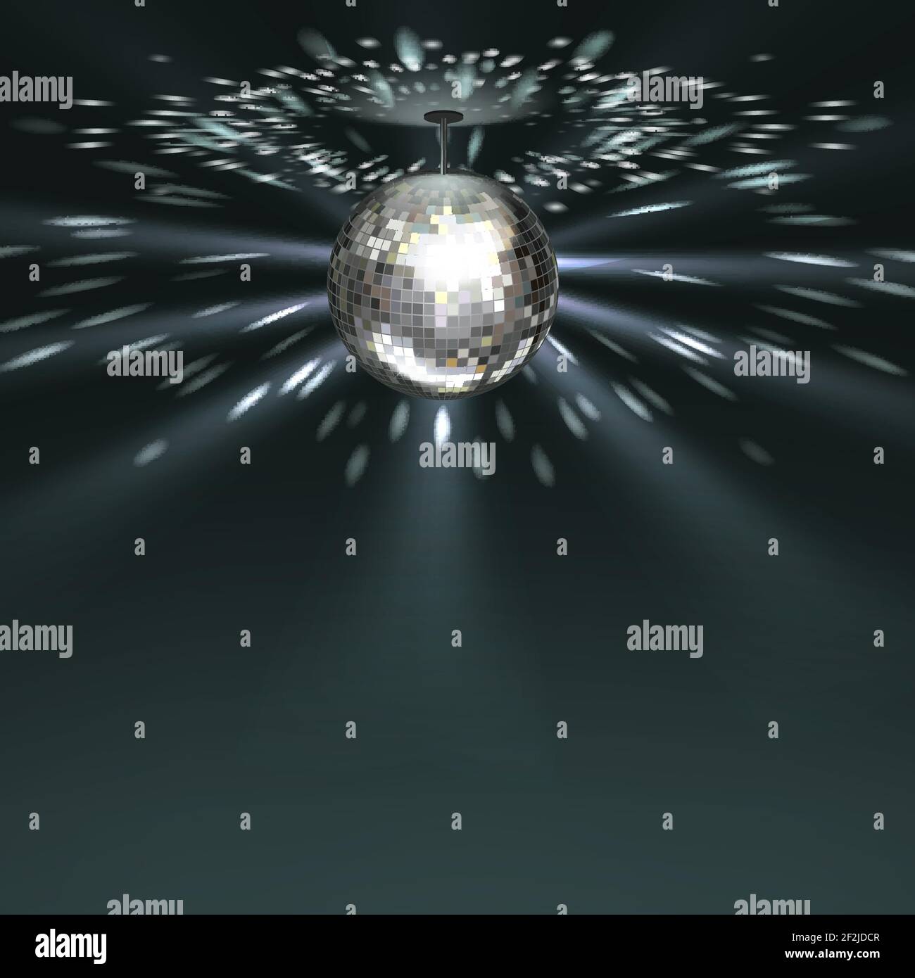 Vector silver disco ball with glowing on dark background Stock Vector ...