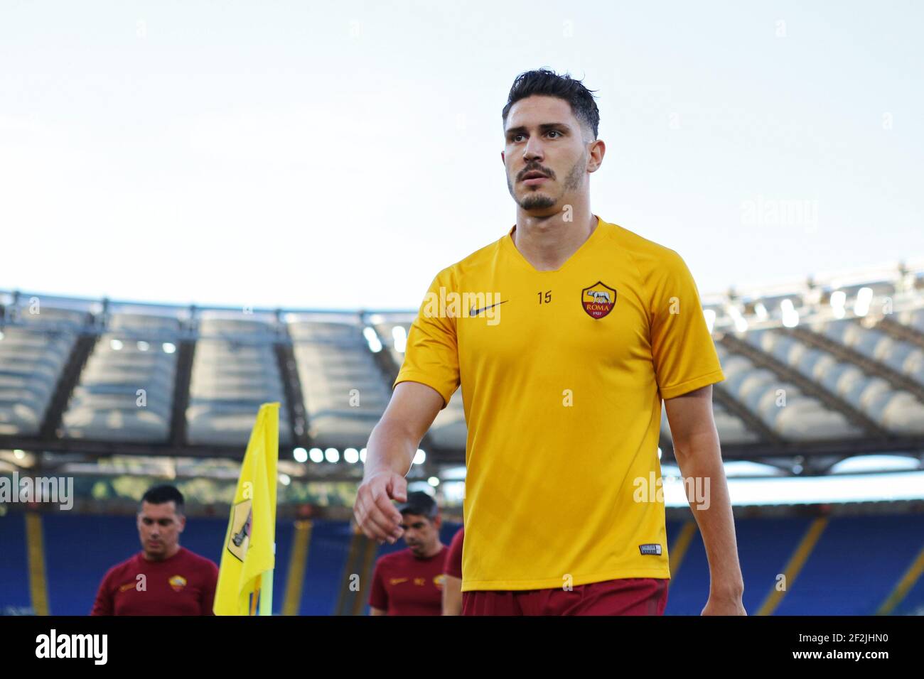 Mert Cetin of Roma during warm up before the Italian championship Serie ...