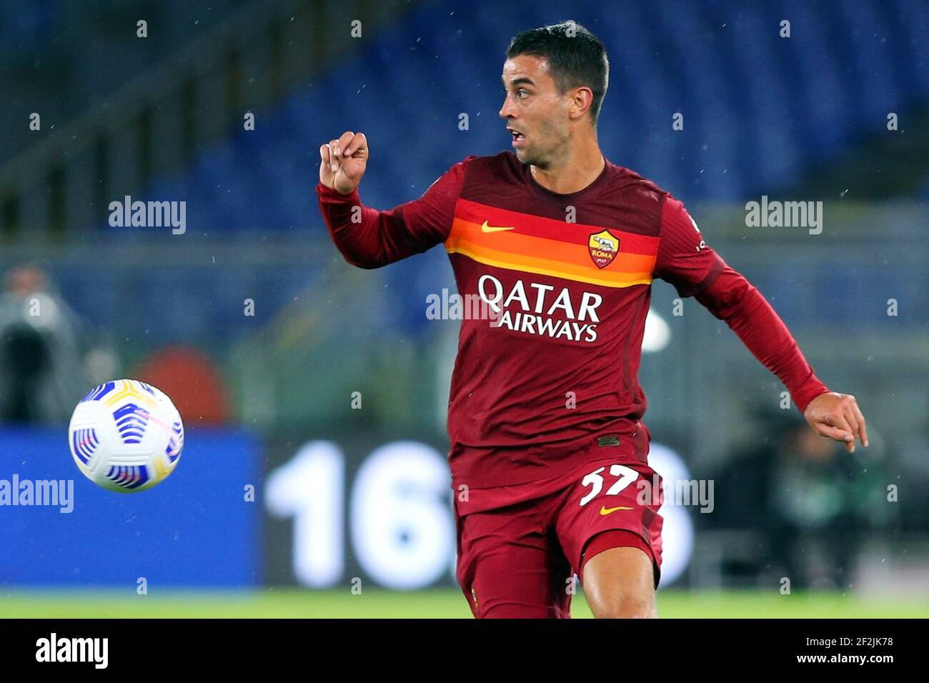 Leonardo Spinazzola of Roma in action during the Italian championship ...