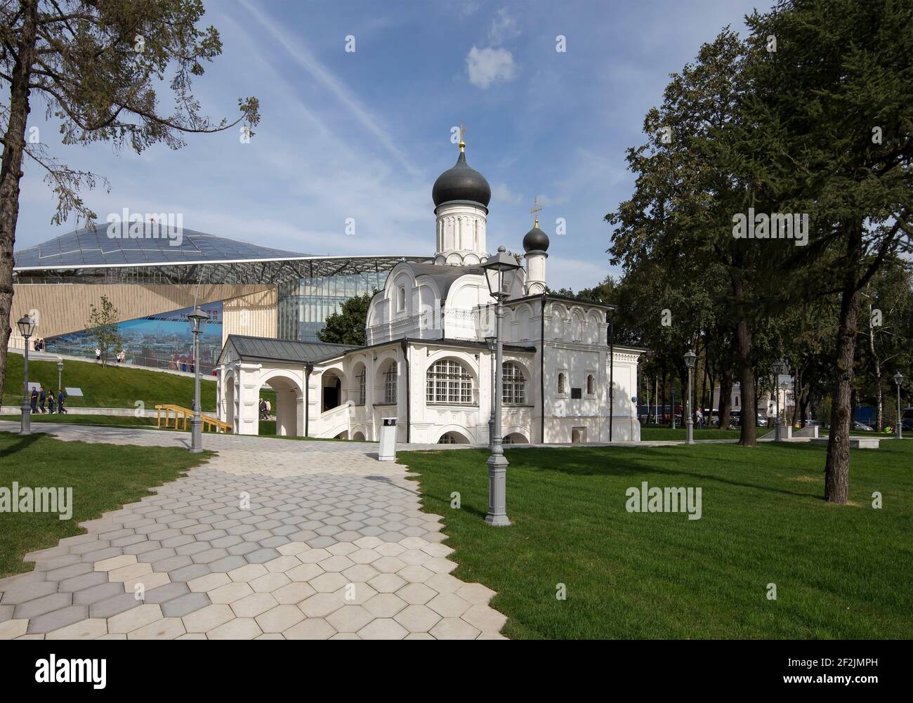 Church of the conception of St Anne view from modern park Zaryadye in ...