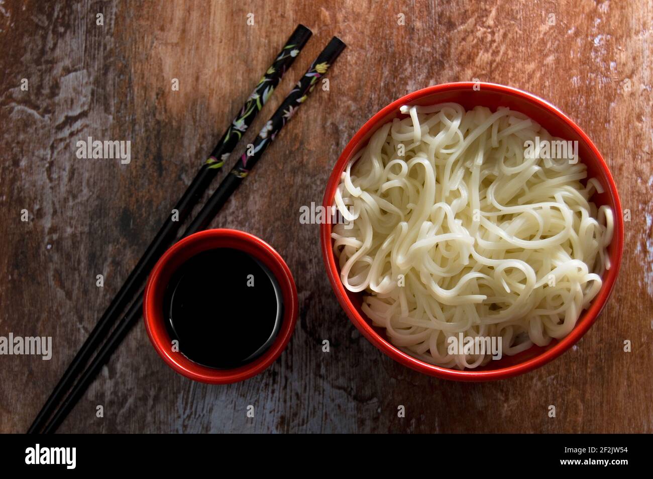 Beautiful and Delicious Asian Noodles on Weathered Wood Background ...