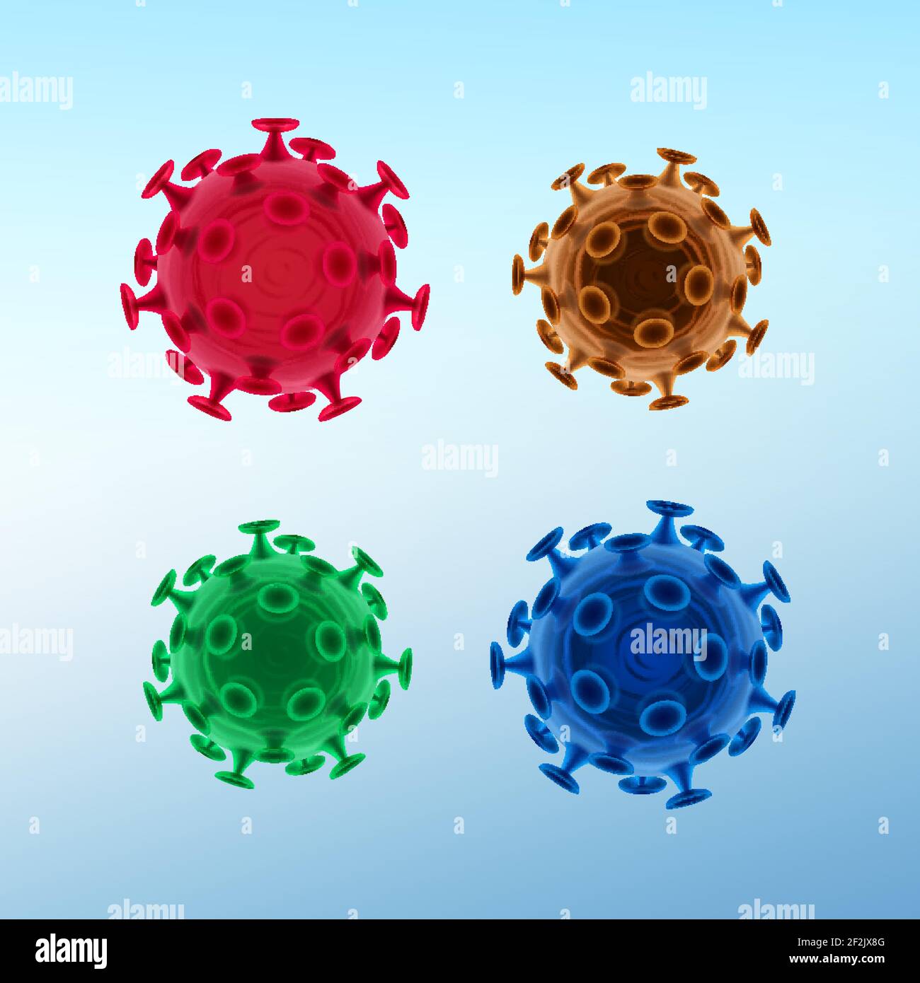 Vector set of common human viruses or bacteria close up isolated on ...