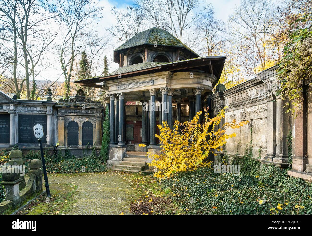 Berlin, Jewish cemetery Berlin Weissensee, field C1, corner of the ...