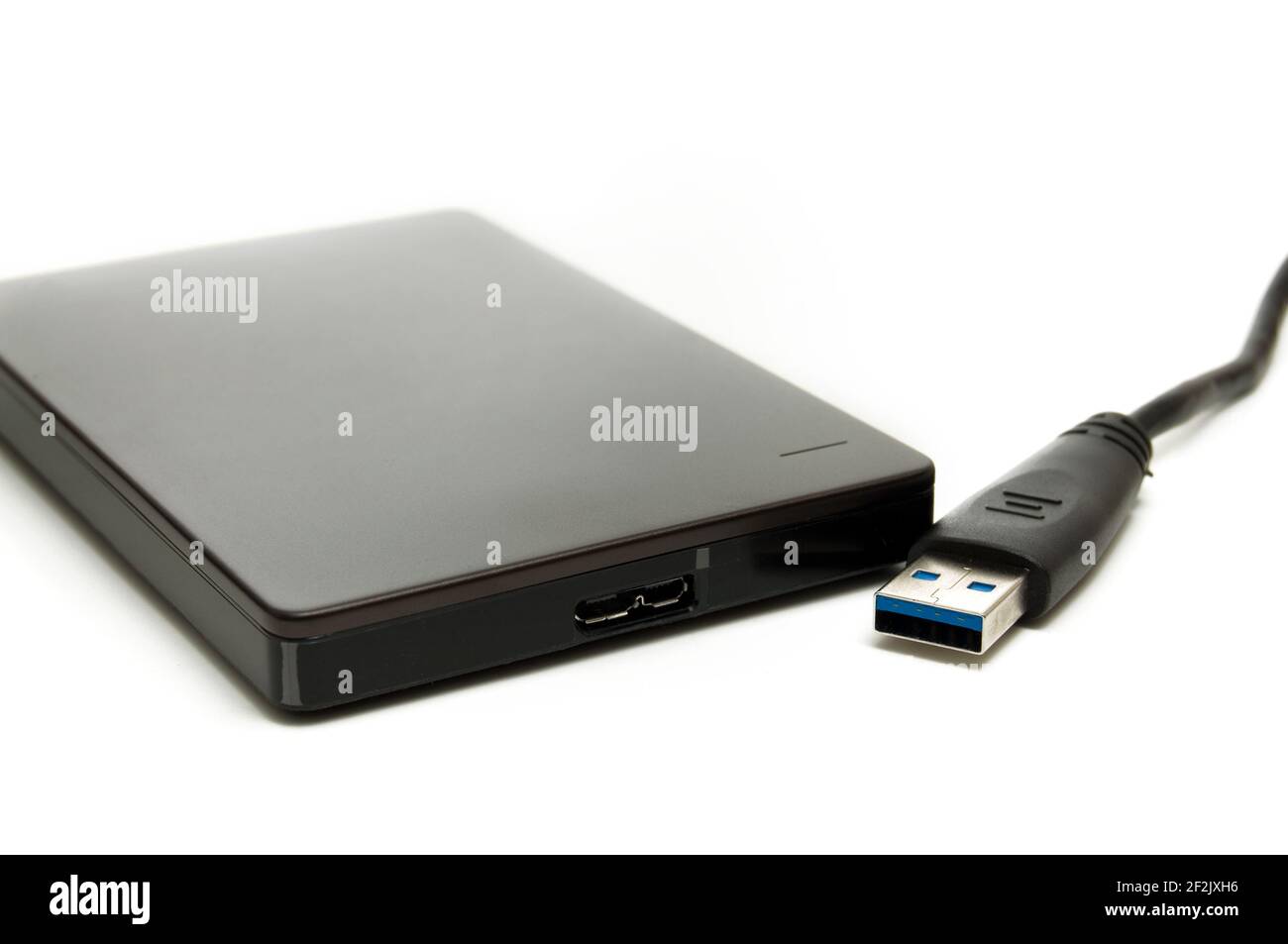 Black External Hard Drive for Computer Isolated on White Horizontal ...