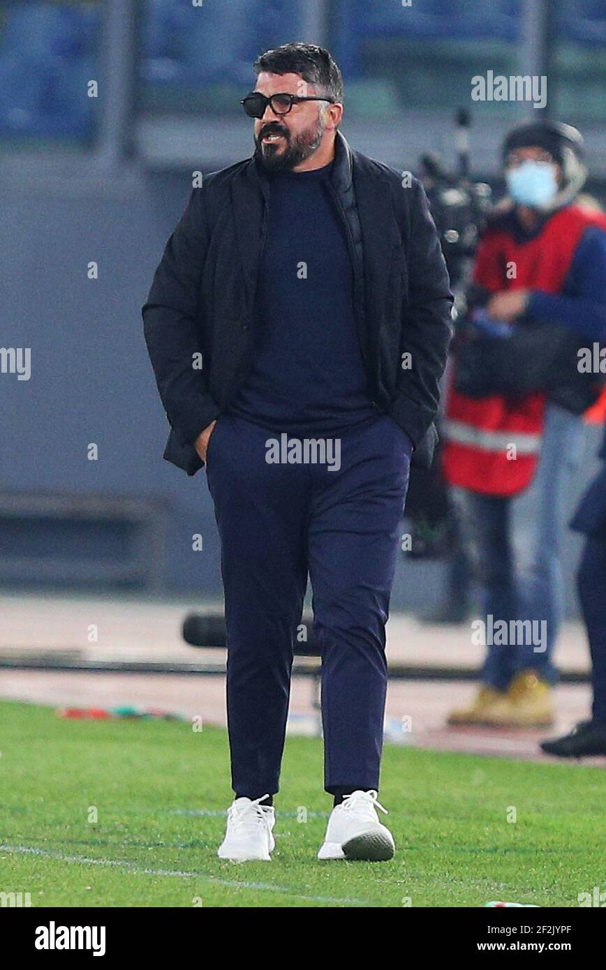 Napoli head coach Gennaro Gattuso reacts during the Italian ...