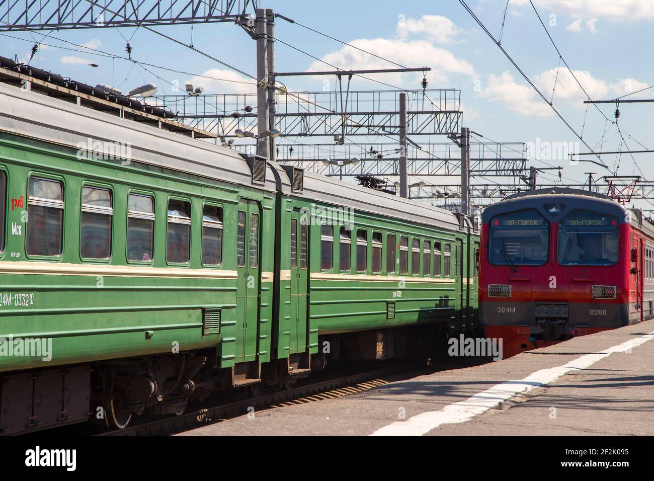 Train on Moscow passenger platform (Kursky railway terminal ) is one of ...