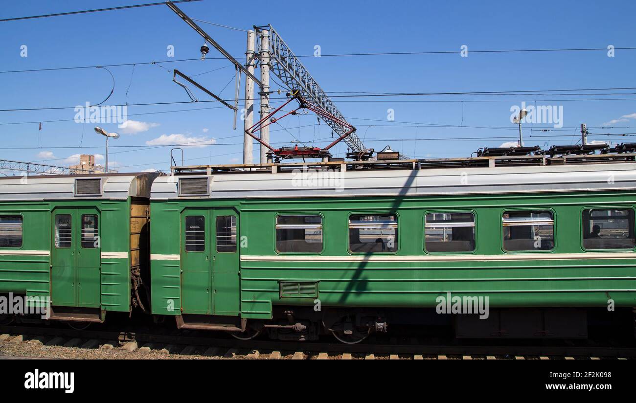 Train on Moscow passenger platform (Kursky railway terminal ) is one of the nine main railway ...