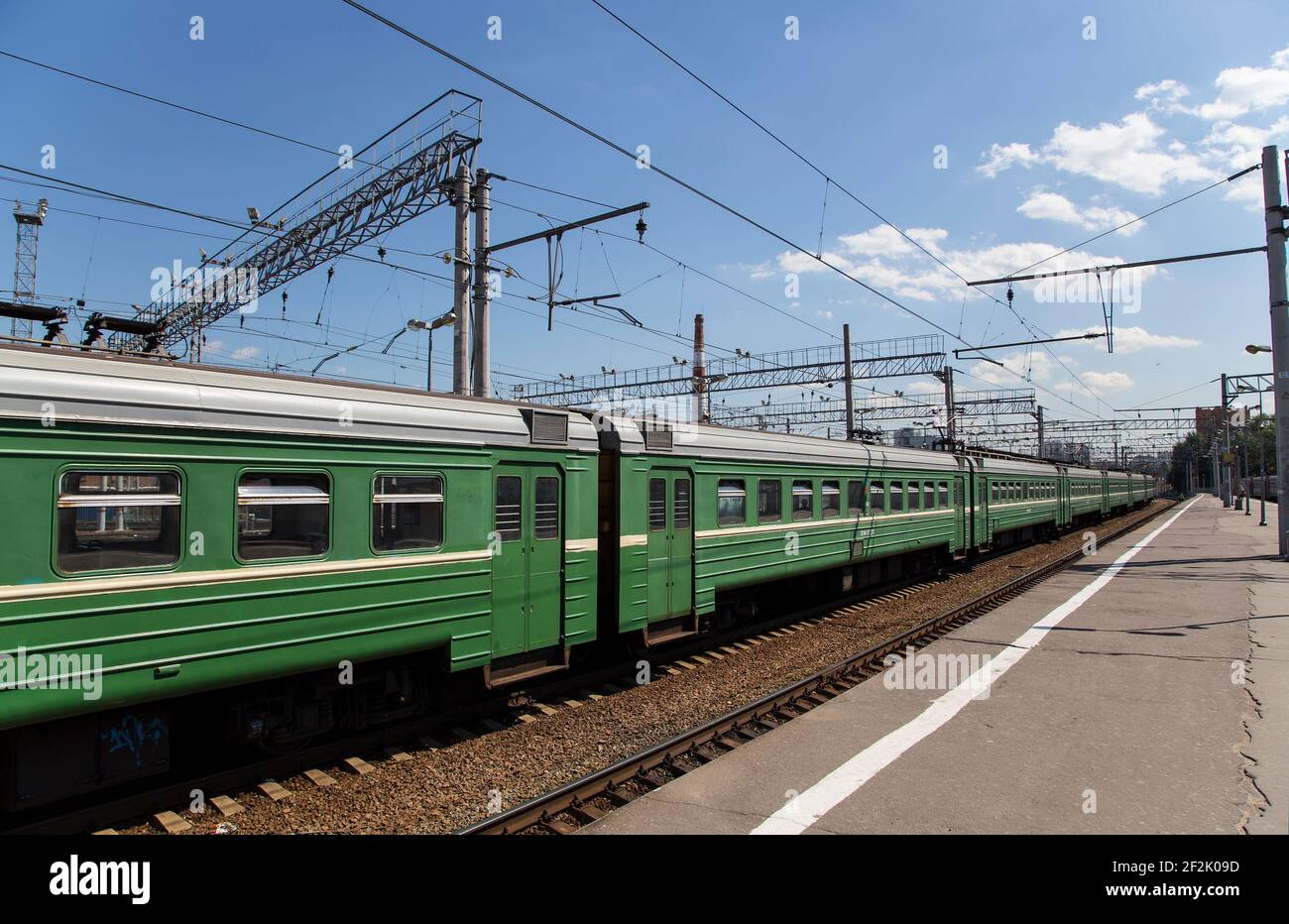 Train on Moscow passenger platform (Kursky railway terminal ) is one of ...