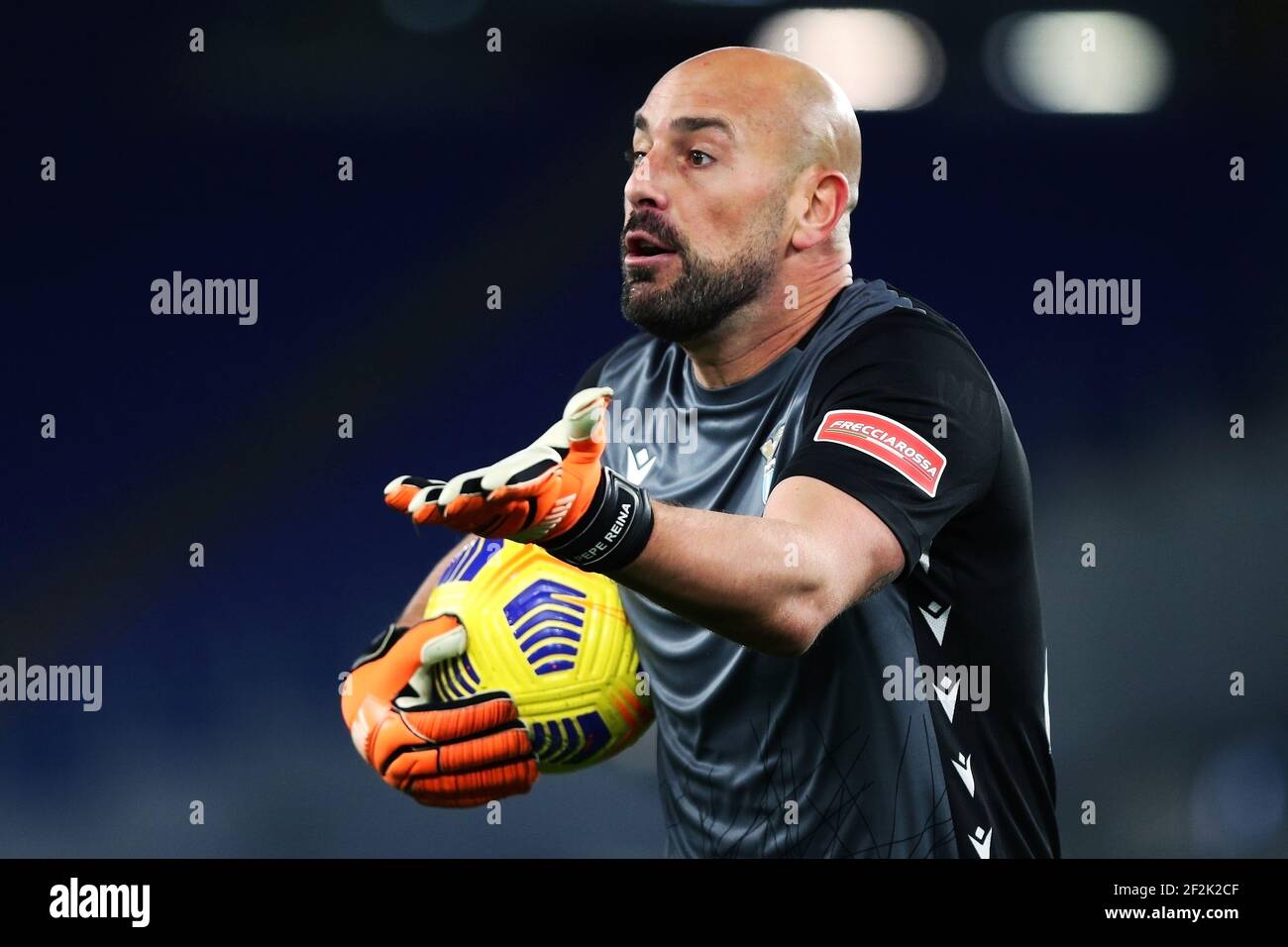 Pepe Reina, goalkeeper of Lazio, reacts during the Italian championship ...