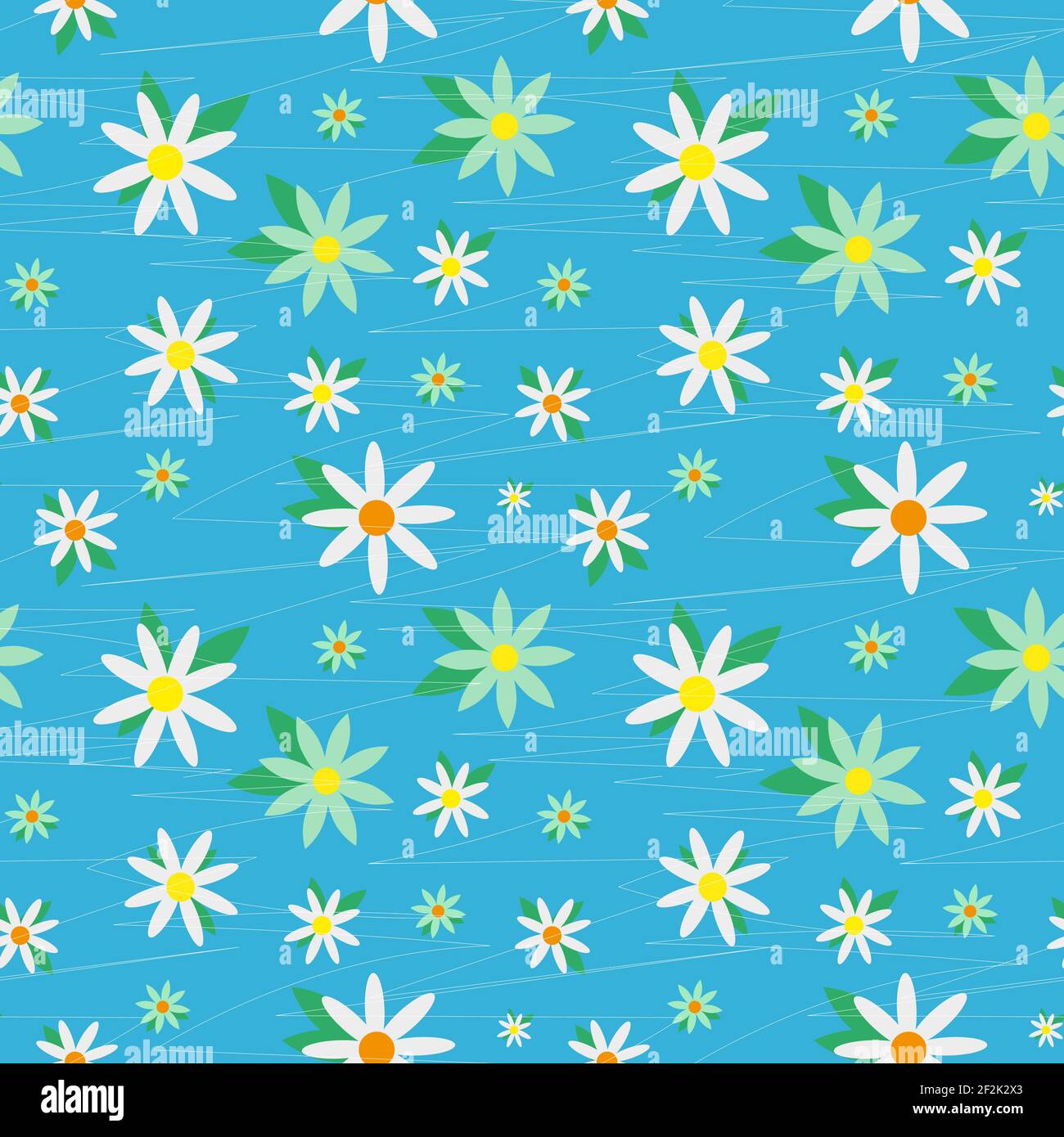 Daisy chamomile field meadow spring summer flowers seamless pattern on ...