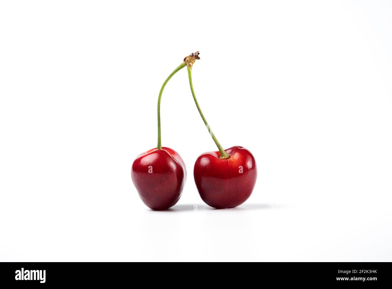 Red and black cherries on white background Stock Photo - Alamy
