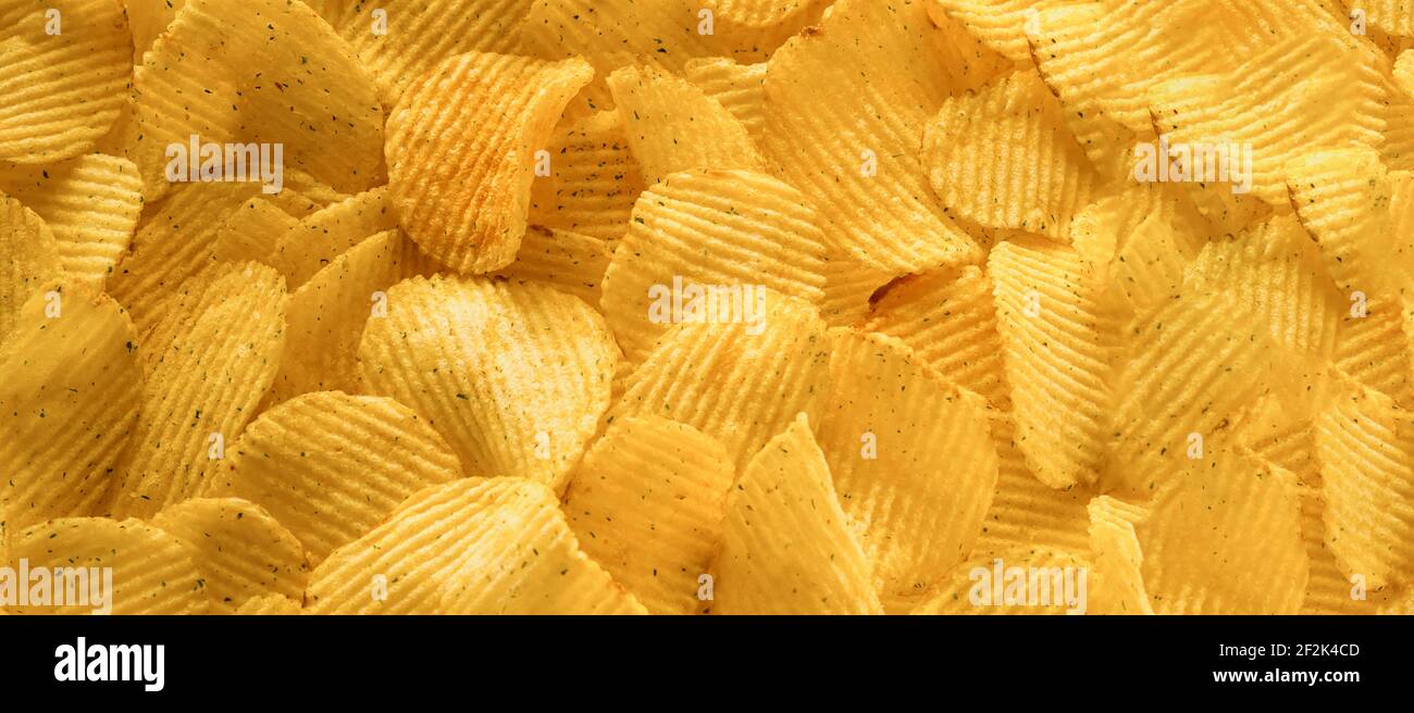 Food background of dry potato chips,flat lay Stock Photo - Alamy