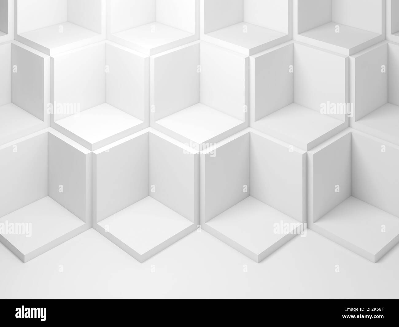 Abstract white geometric background, blank cubes installation, 3d ...