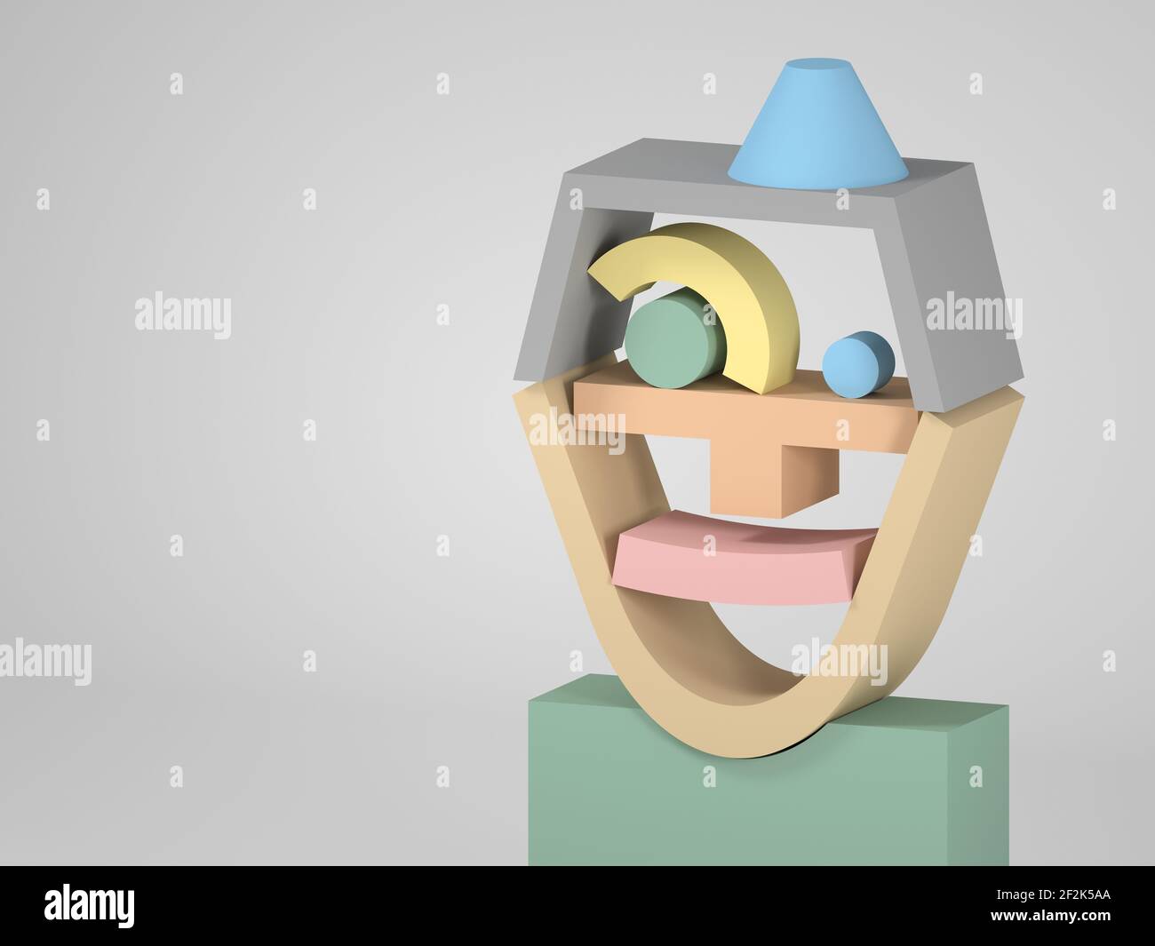 Surreal face, geometric installation. Abstract equilibrium still life ...
