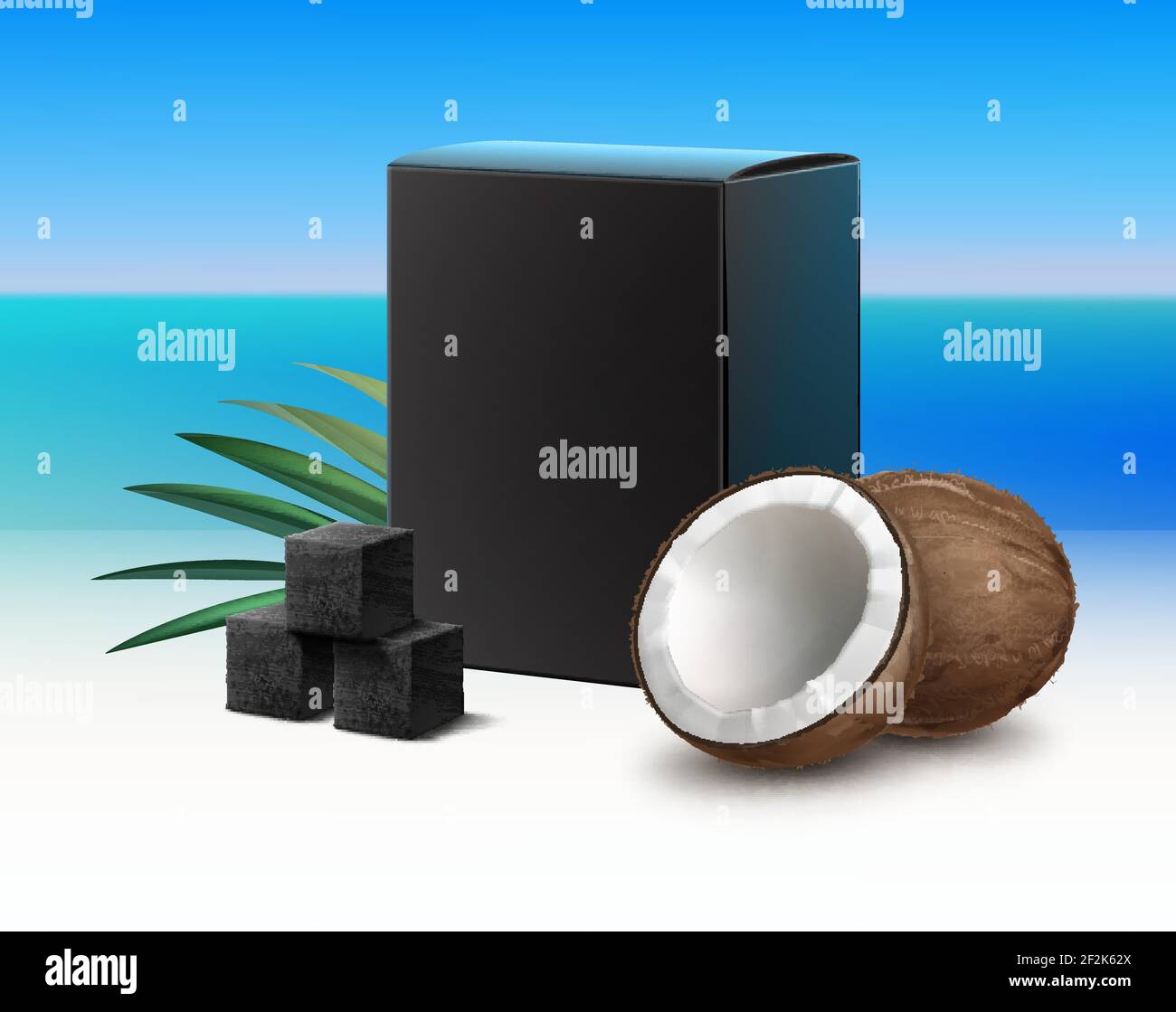 Vector black blank carton box of charcoal cubes for hookah pipe with ...