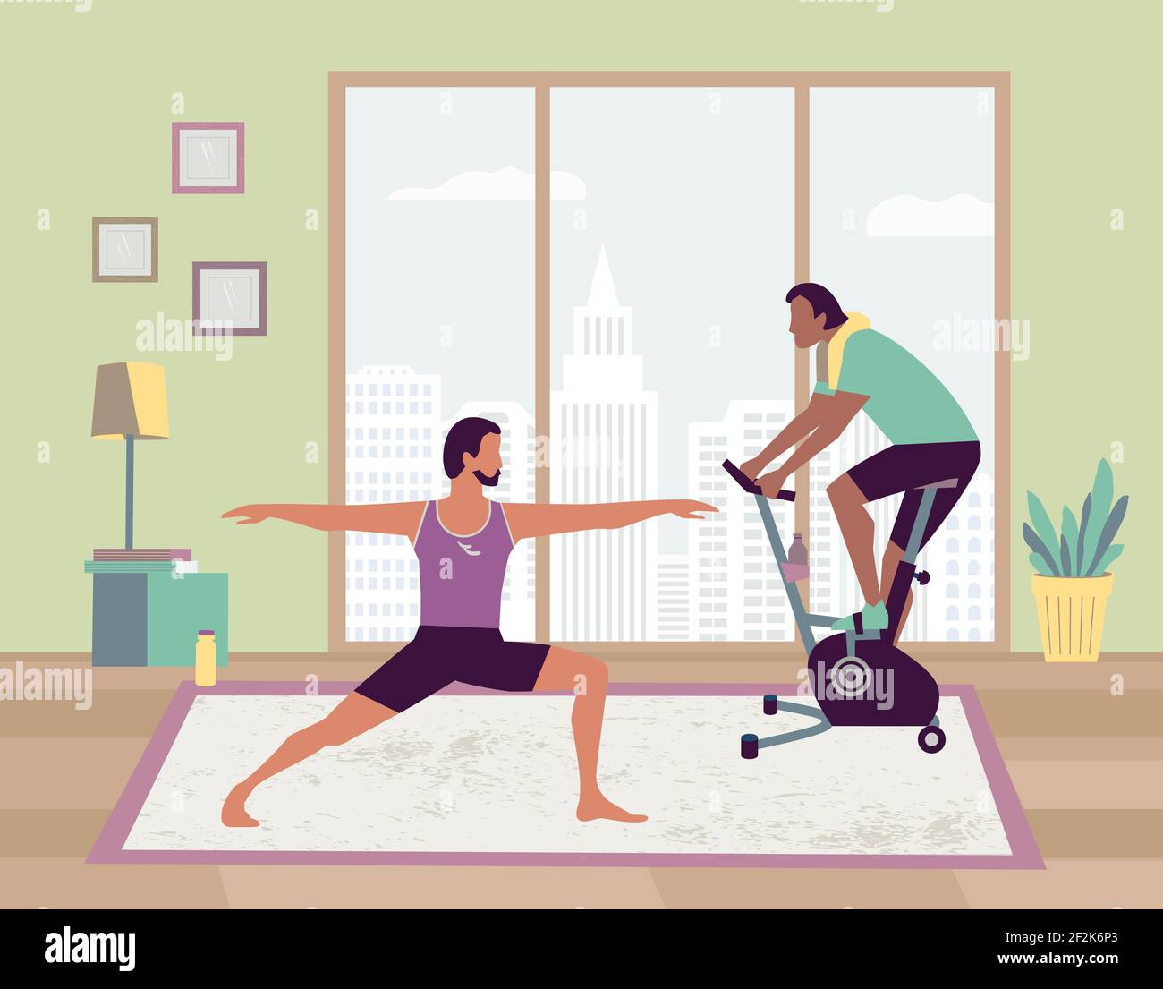 Couple training home Stock Vector Images - Alamy