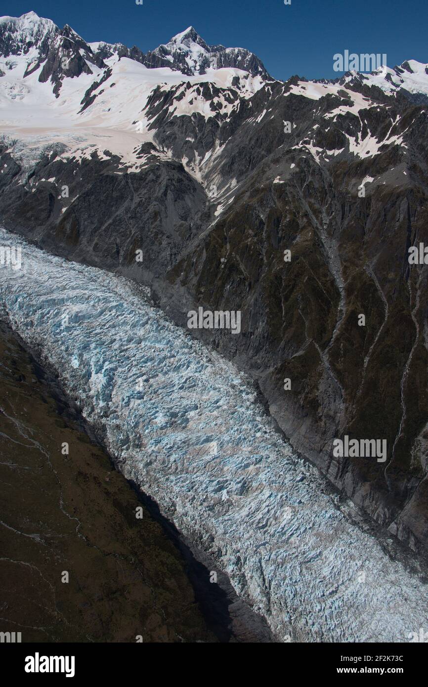 Aerial view of mountains in Mount Cook National Park on South Island of ...
