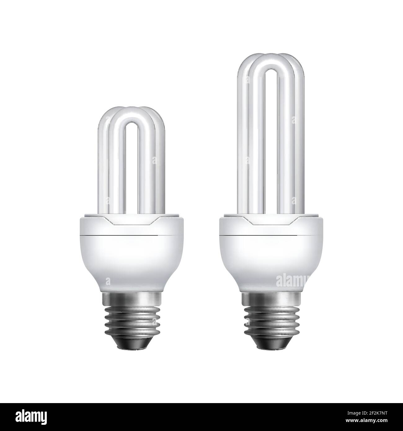 Two vector compact fluorescent energy saving lamps on white background ...