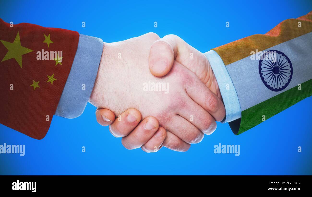 India flag handshake hi-res stock photography and images - Alamy