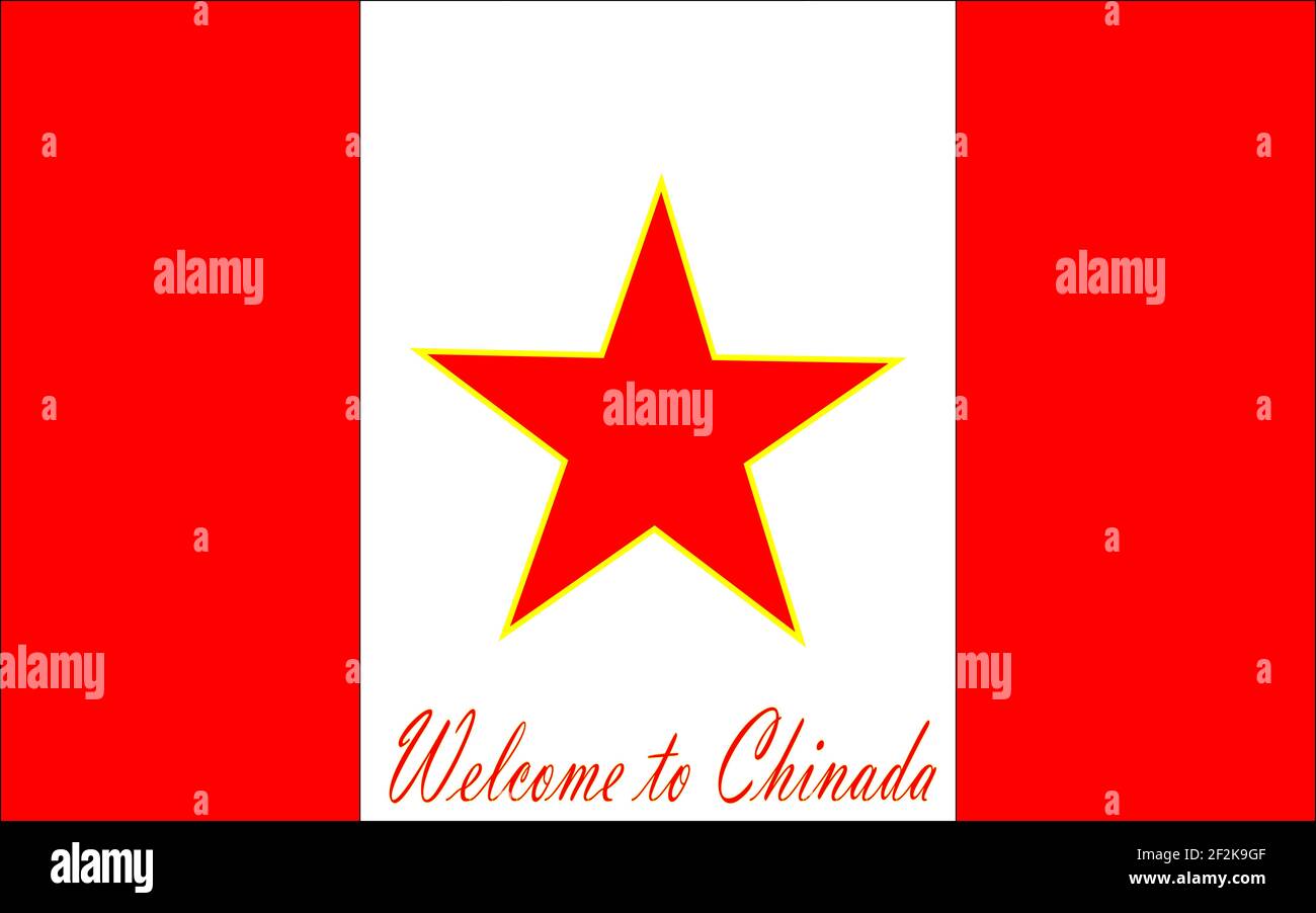 Welcome to Chinada Canada flag illustration Stock Photo - Alamy