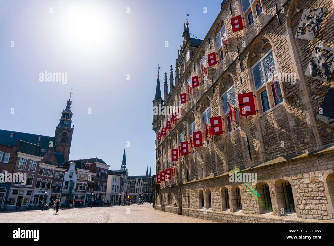 Beautiful Cathedral on the Central Square in Gouda Town, Netherlands ...