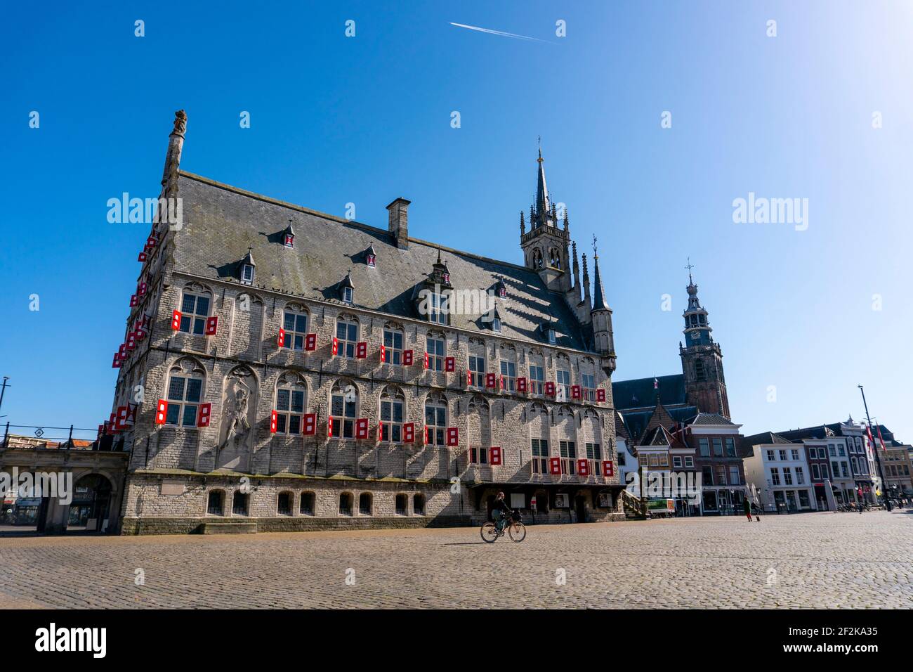 Beautiful Cathedral on the Central Square in Gouda Town, Netherlands ...