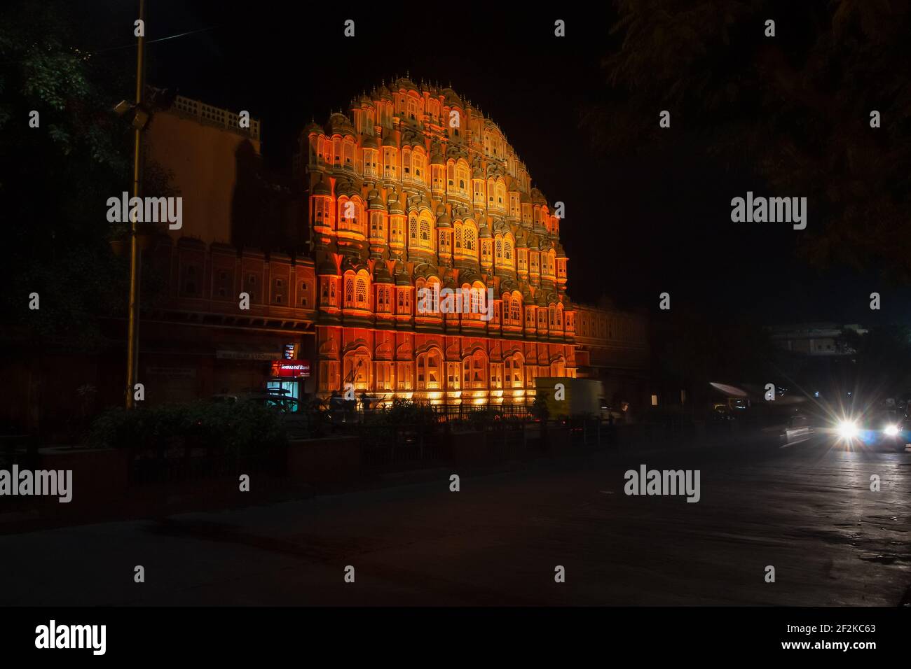 Horizontal View Of Hawa Mahal From The Street At Night Stock Photo - Alamy