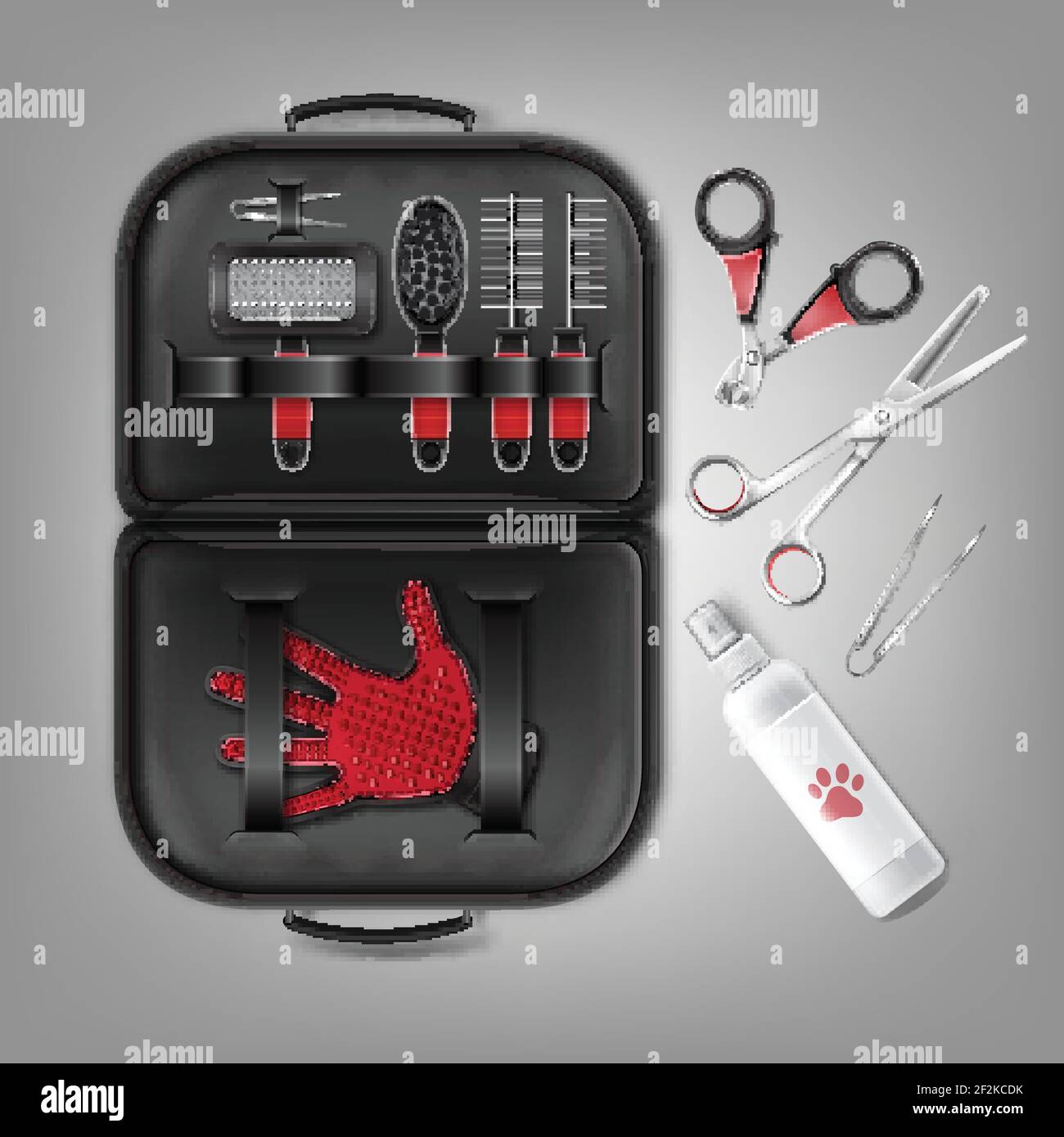 Vector set of accessories for grooming of cats and dogs with combs ...