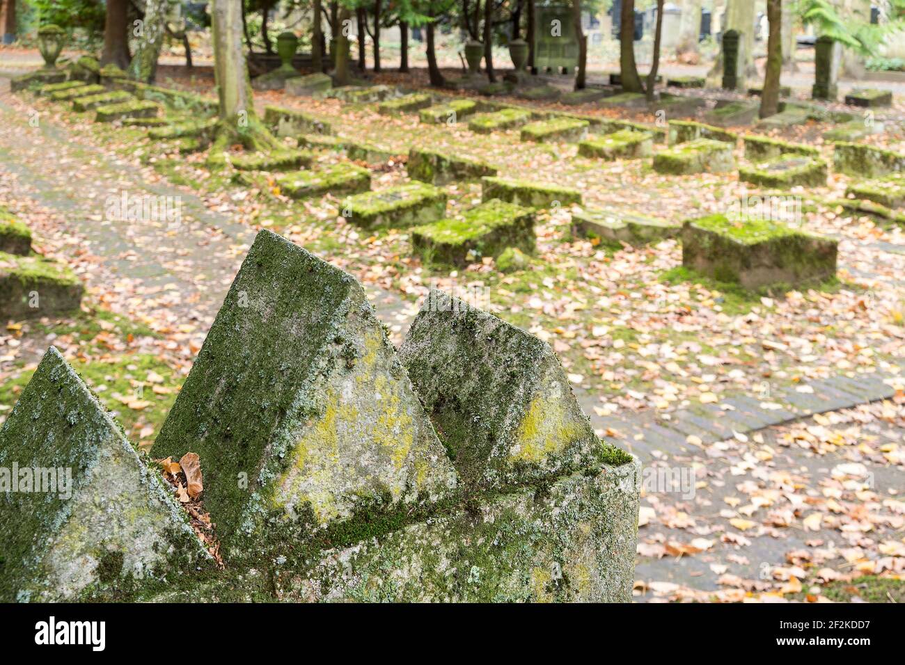 Berlin, Jewish cemetery Berlin Weissensee, urn field, grave slabs ...
