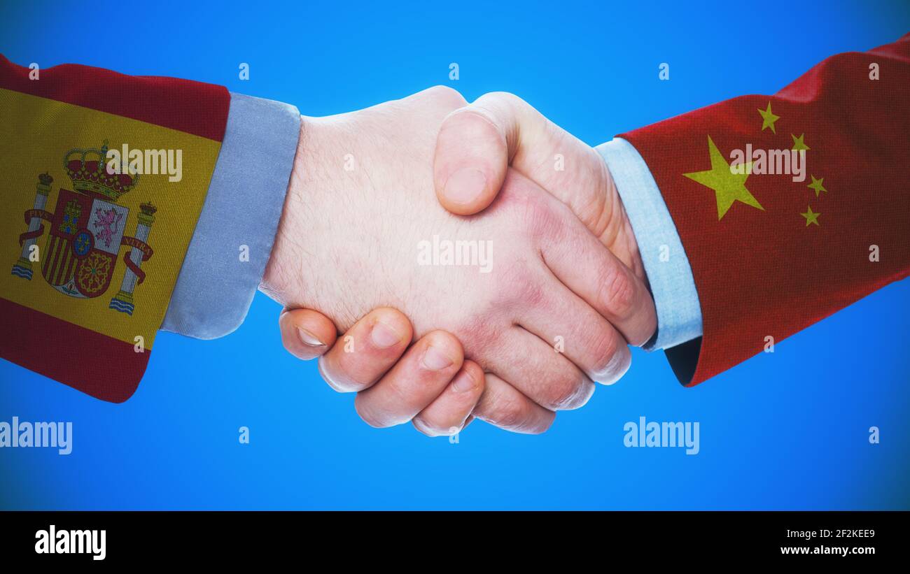 Spain - China - Handshake concept about countries and politics Stock ...