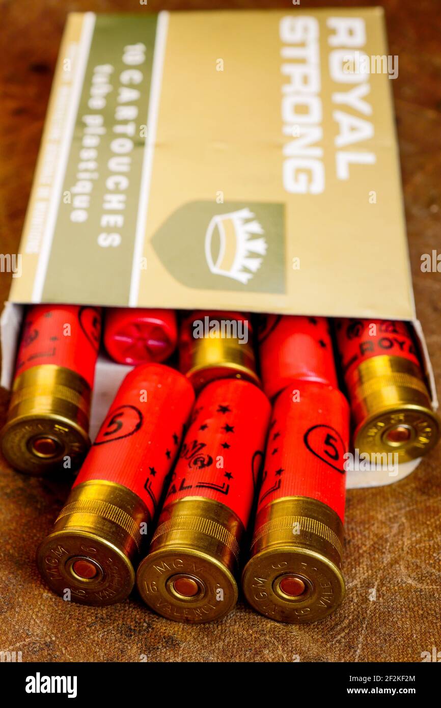 Hunting rifle cartridges, Illustration, France Stock Photo - Alamy